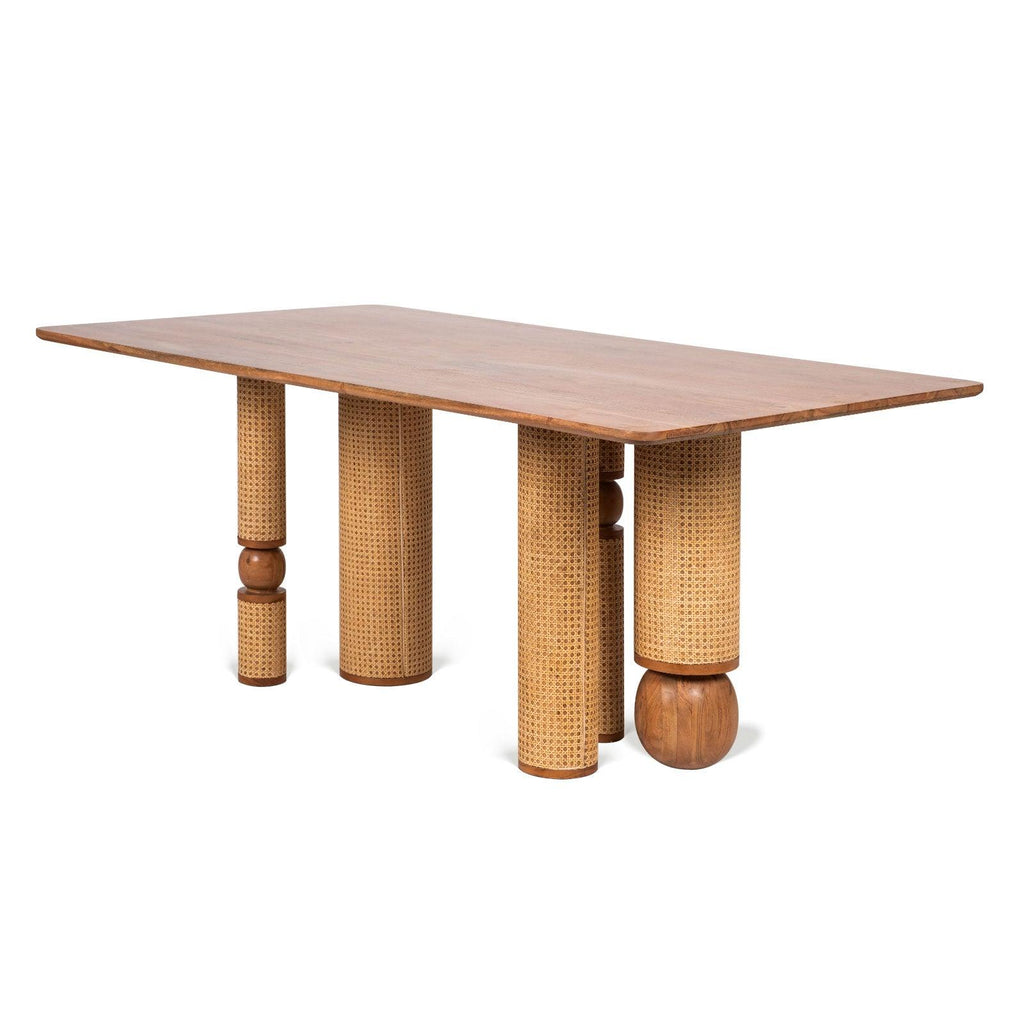 Andaman Dining Table 6 Seater | Acacia Wood and Rattan Cane