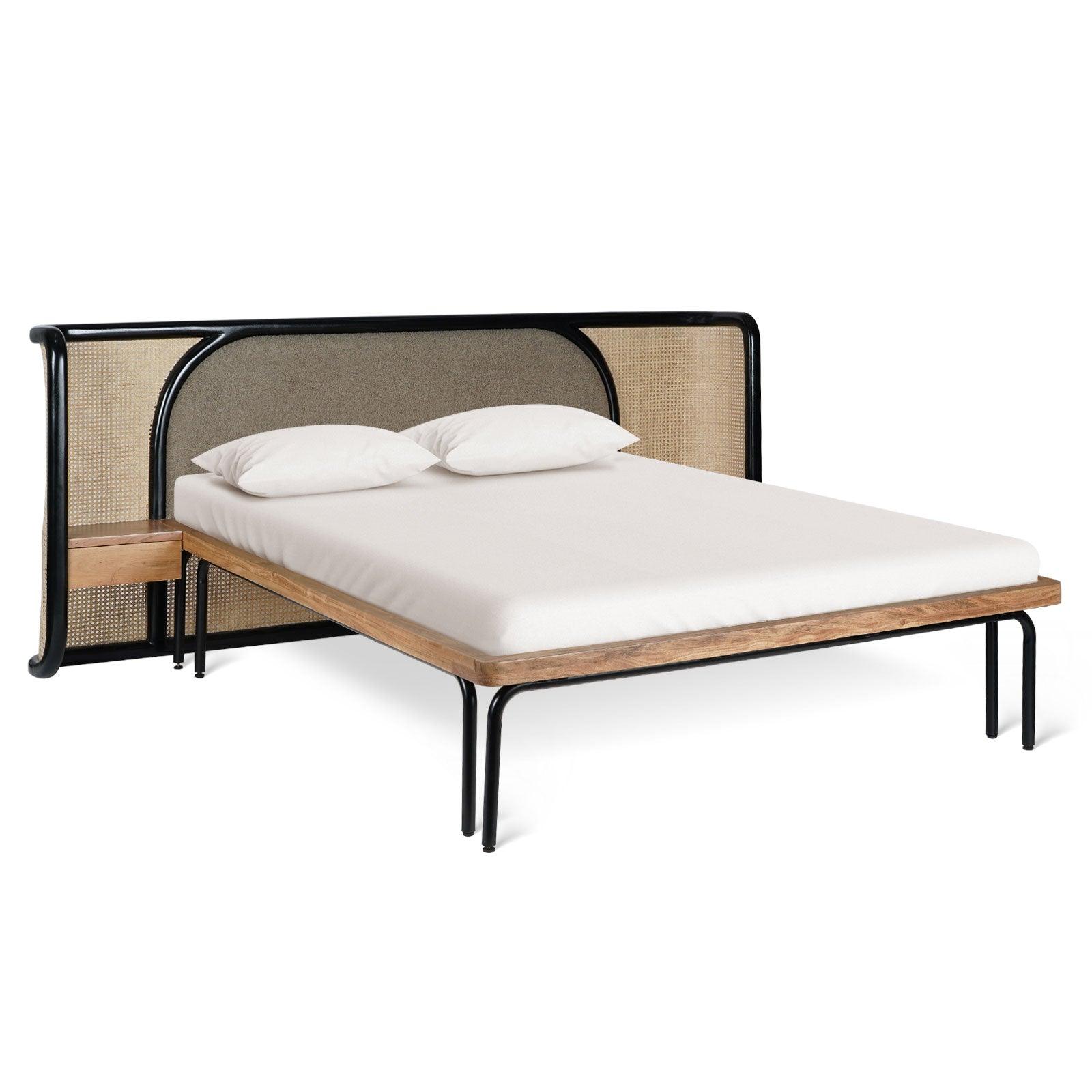 Andaman Queen Bed | Acacia Wood and Rattan Cane Webbing
