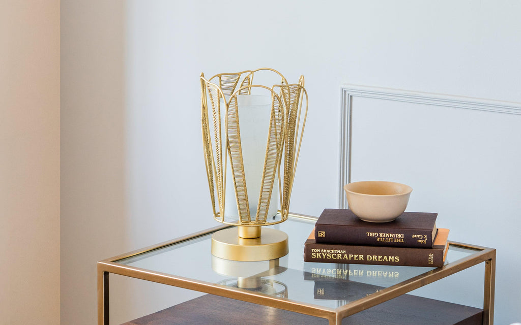 Aponi Table Lamp - Gold and Frosted Glass | Orange Tree Home