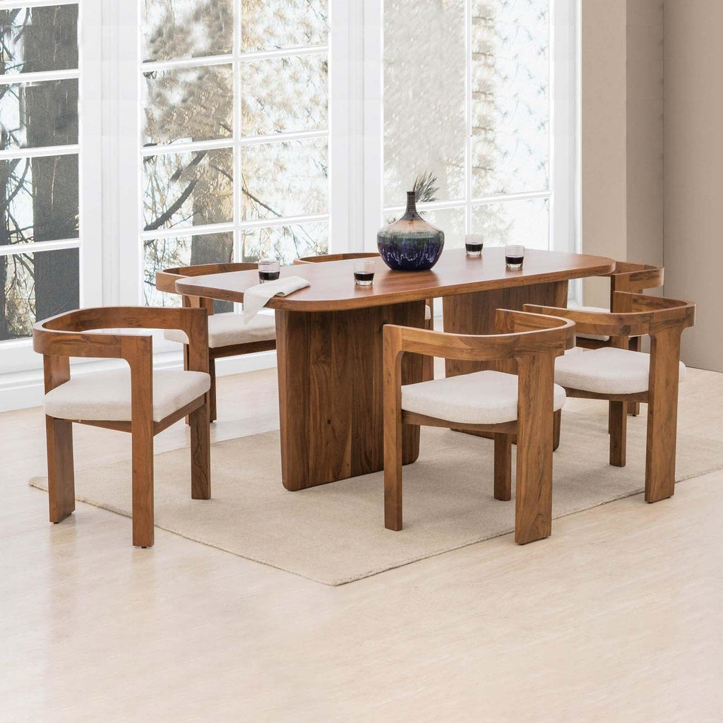 Attica Dining Table With 6 Anish Chairs | Acacia Wood