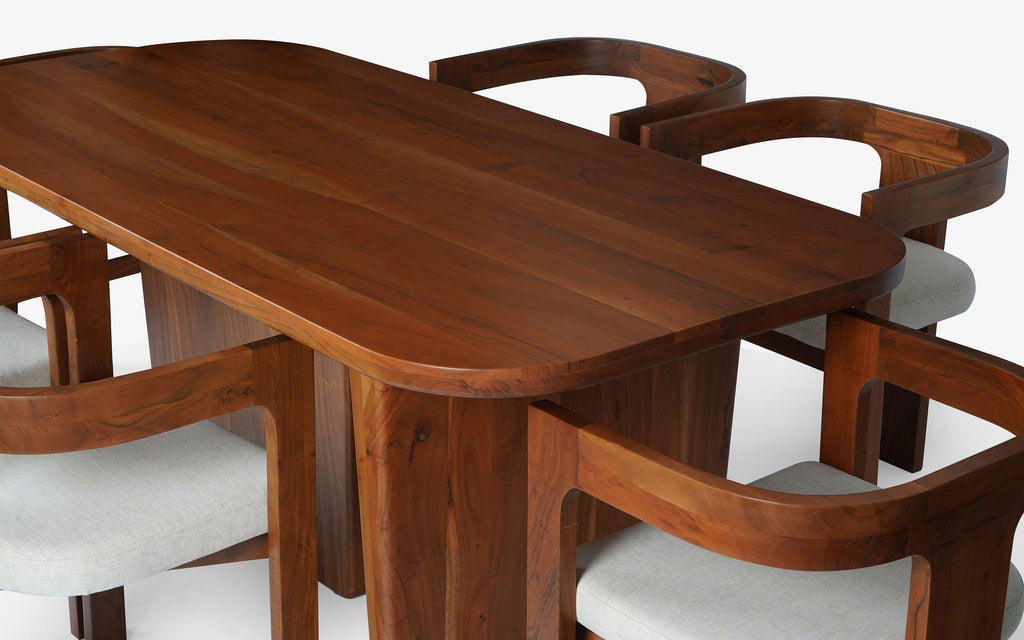 Attica Dining Table With 6 Anish Chairs | Acacia Wood