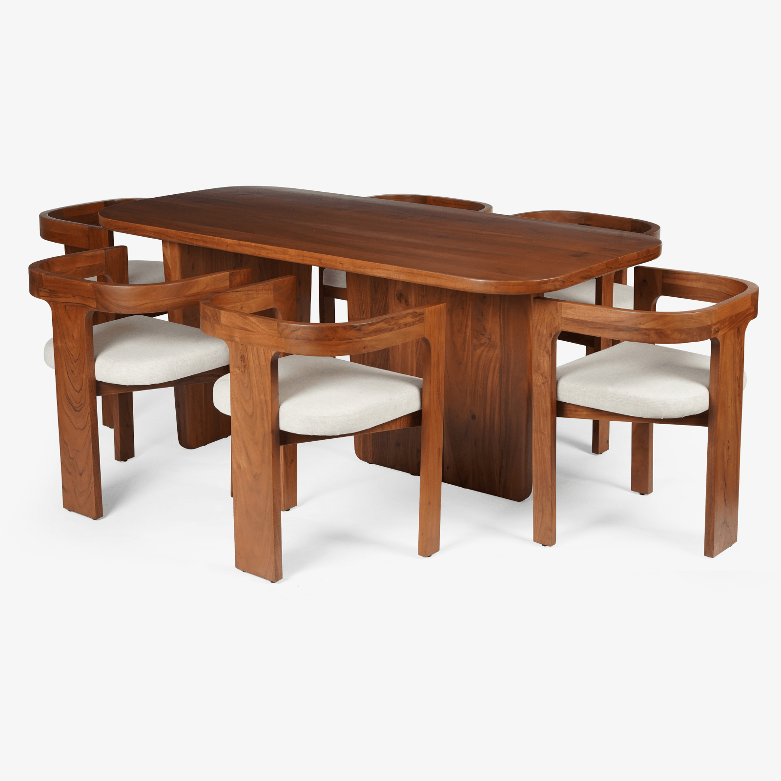 Attica Dining Table With 6 Anish Chairs | Acacia Wood