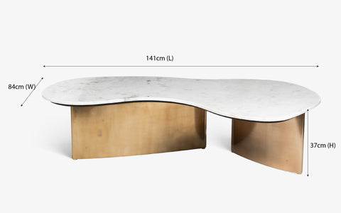 Berg Pearl Coffee Table Banswara Marble Top Brass Legs