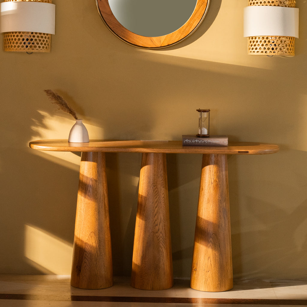 Hump Console Table - Oak Wooden Coffee Table