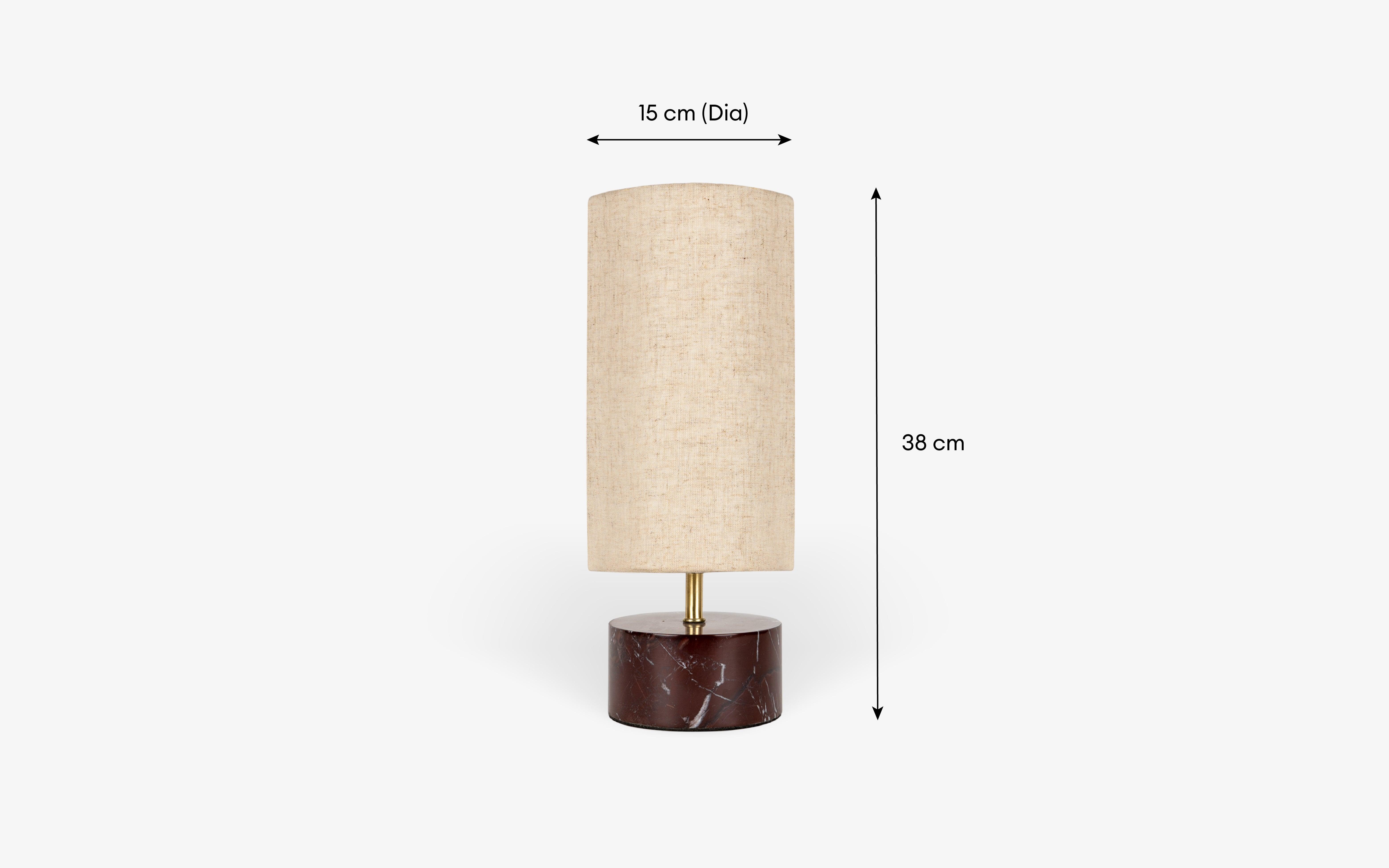 Kai Cylindrical Marble Table Lamp with Natural Linen Shade