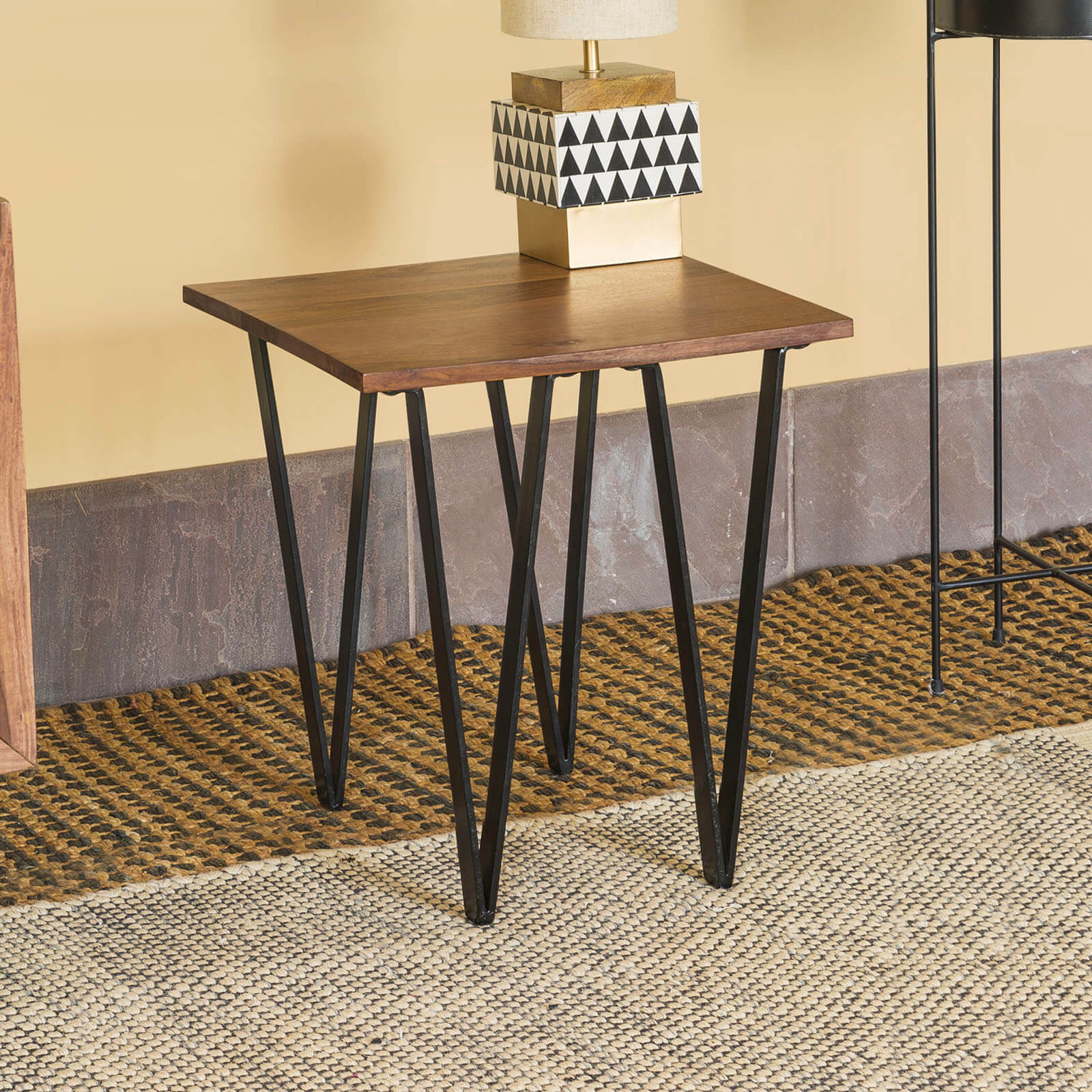 Metric Side Table | Sheesham Wood and Mild Steel