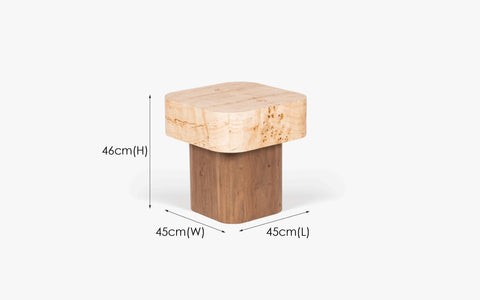 Nouve Wood Side Table with Walnut Finish | Square Side Table