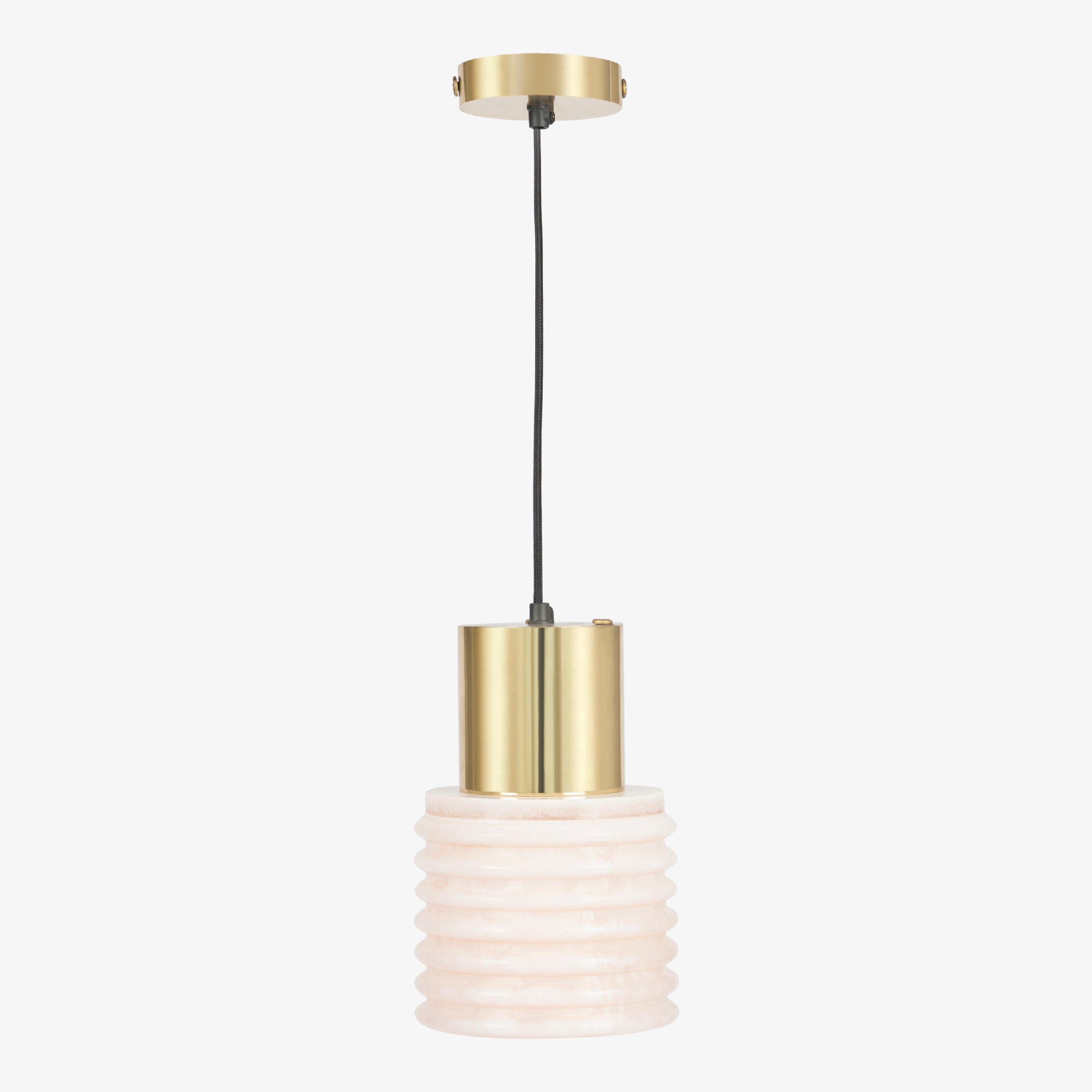 Pendant lamp with ribbed resin shade and brass metal top for modern ...